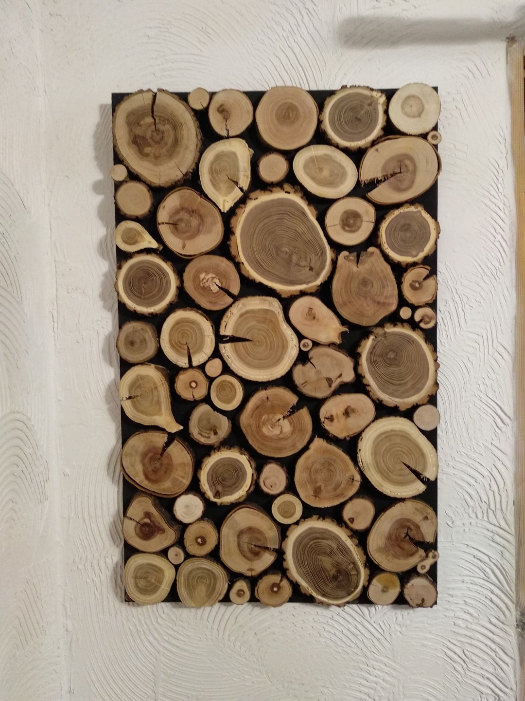 3D Wood Wall Panel, Wall Wooden Slices Mosaic Panel, Slices Wood Wall ...