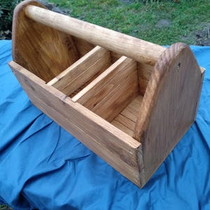Wooden Organizer Caddy | Oak Finish Kitchen Storage Box | Rustic ...