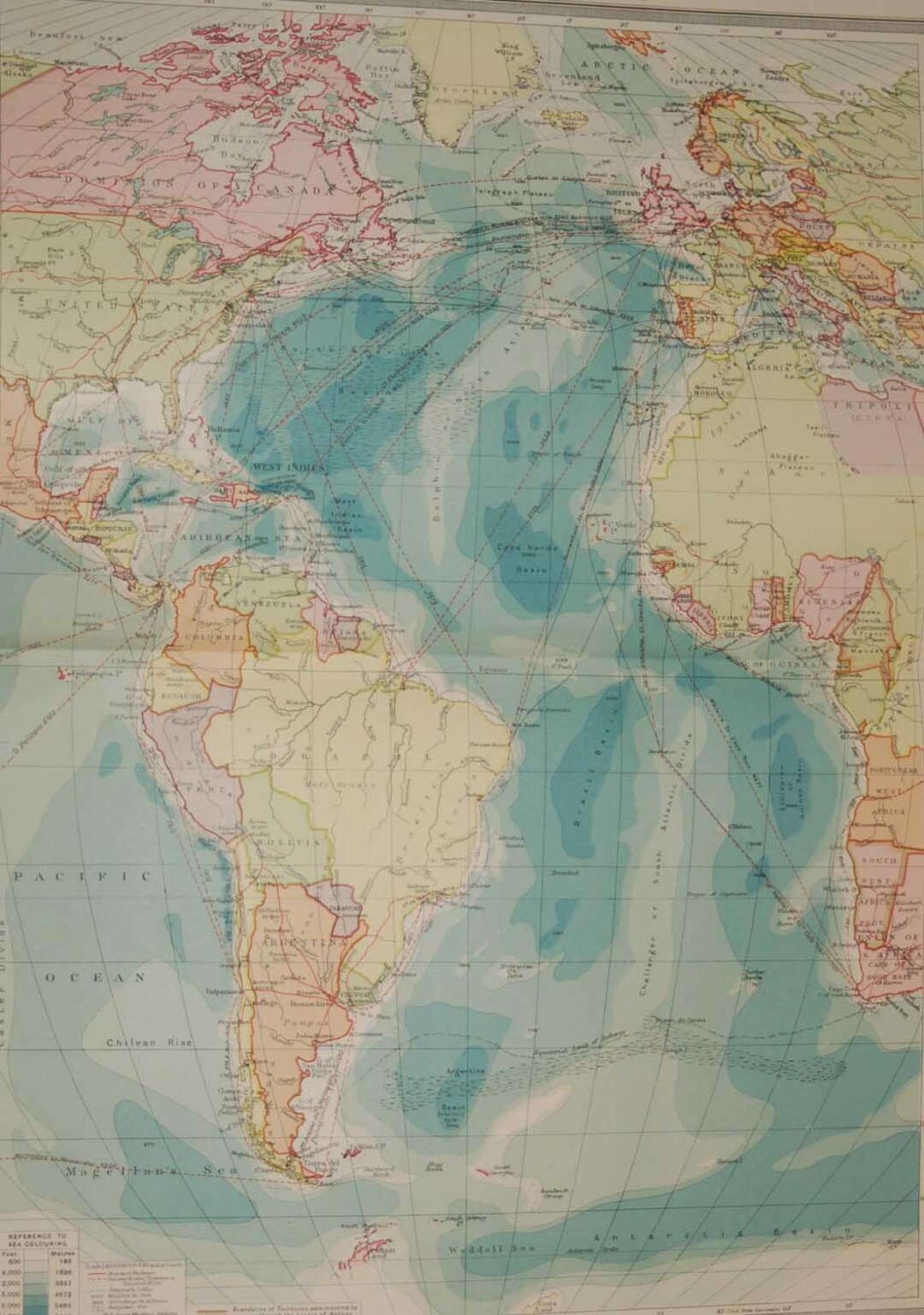 1930 Large Vintage Map Atlantic Communications 1930 Large Vintage Map ...