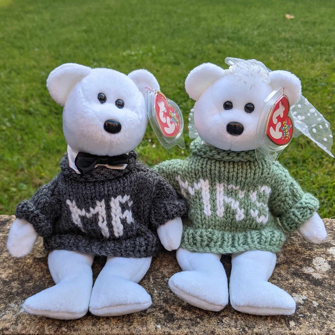 Vintage Ty Beanie Baby Mr and Mrs Bears: Hand-knitted Jumpers - Etsy