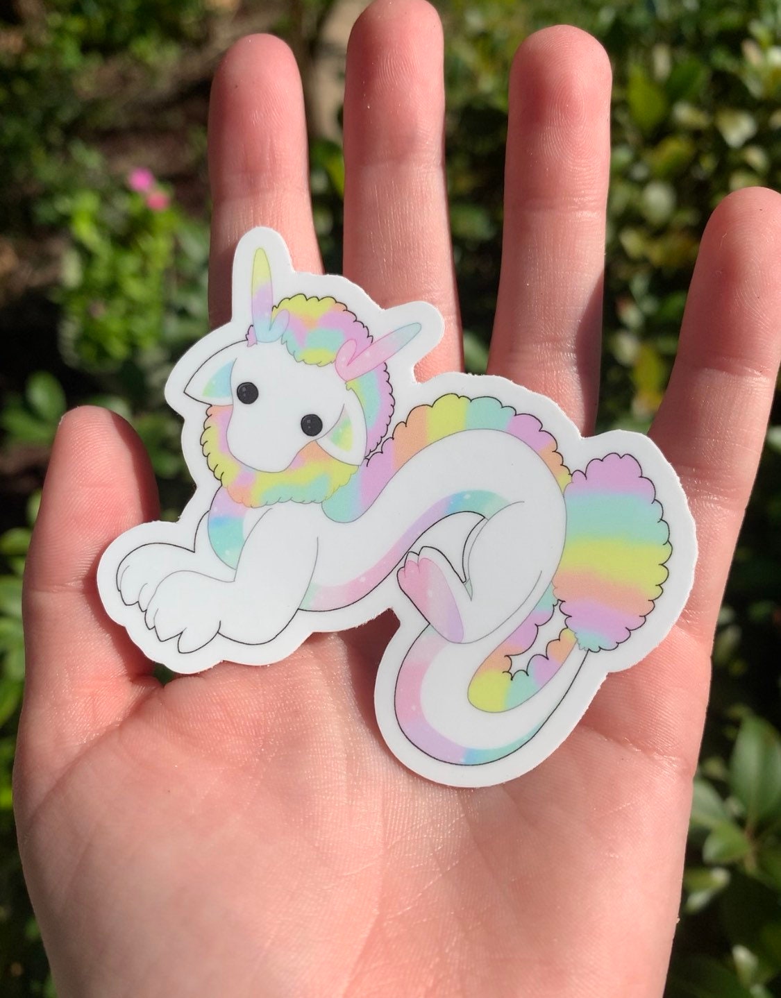 Rainbow Dragon Sticker Pastel Glossy Waterproof Fantasy | Etsy