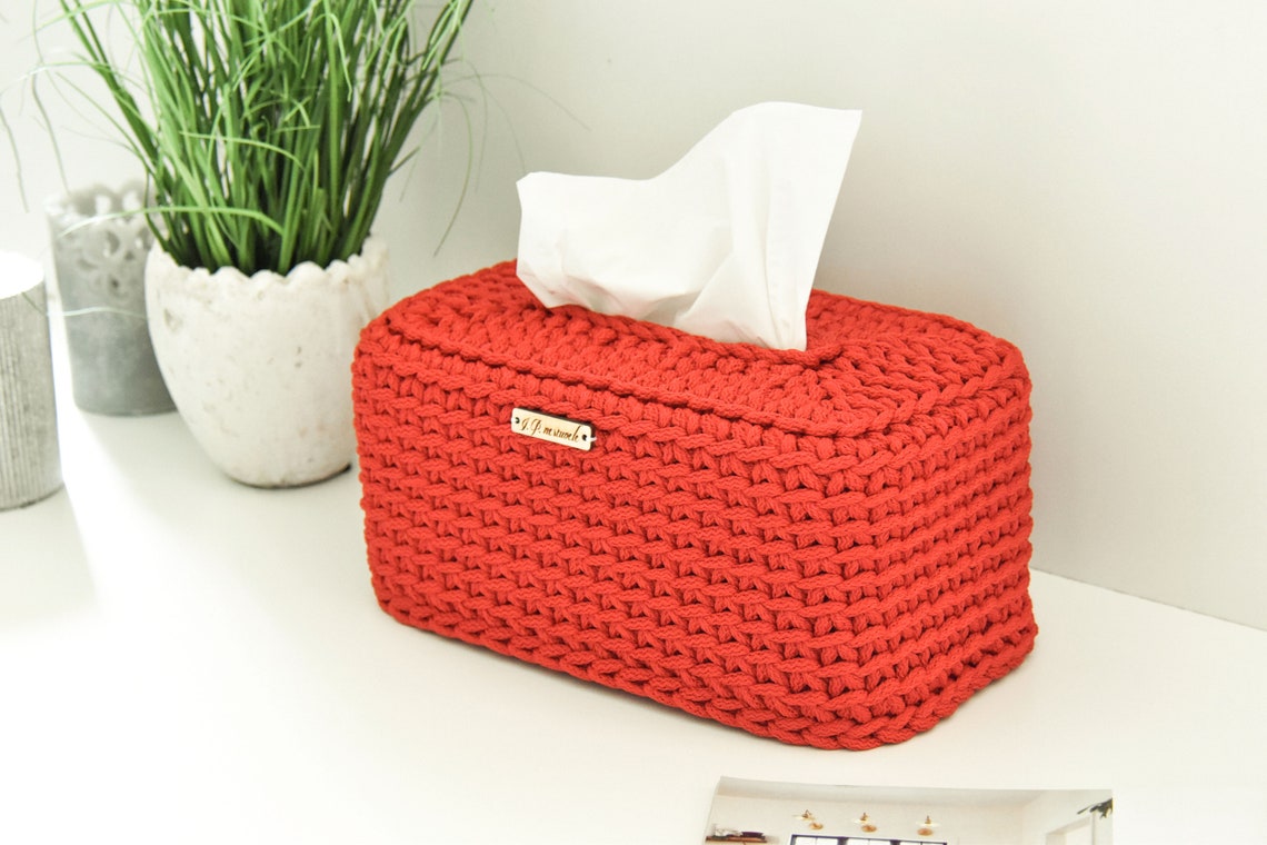 Red Tissue Holder/ Crochet Box Cover/ Paper Napkins Holder/ - Etsy