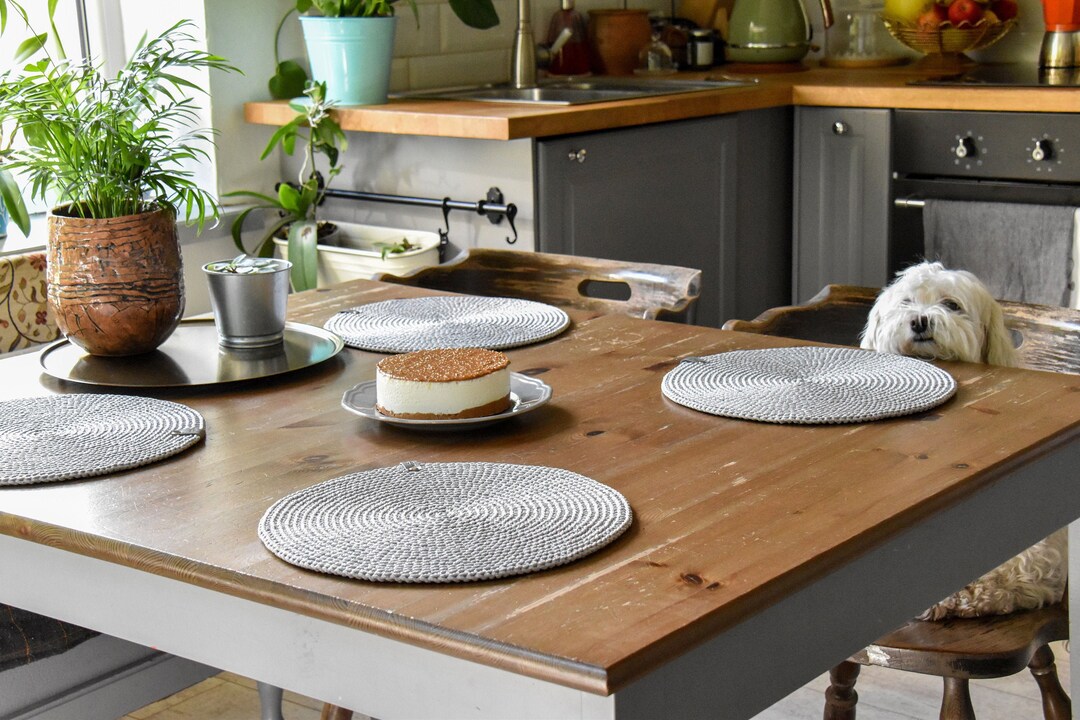 Crochet Round Rustic Table Mats Set Handmade Place Mats - Etsy