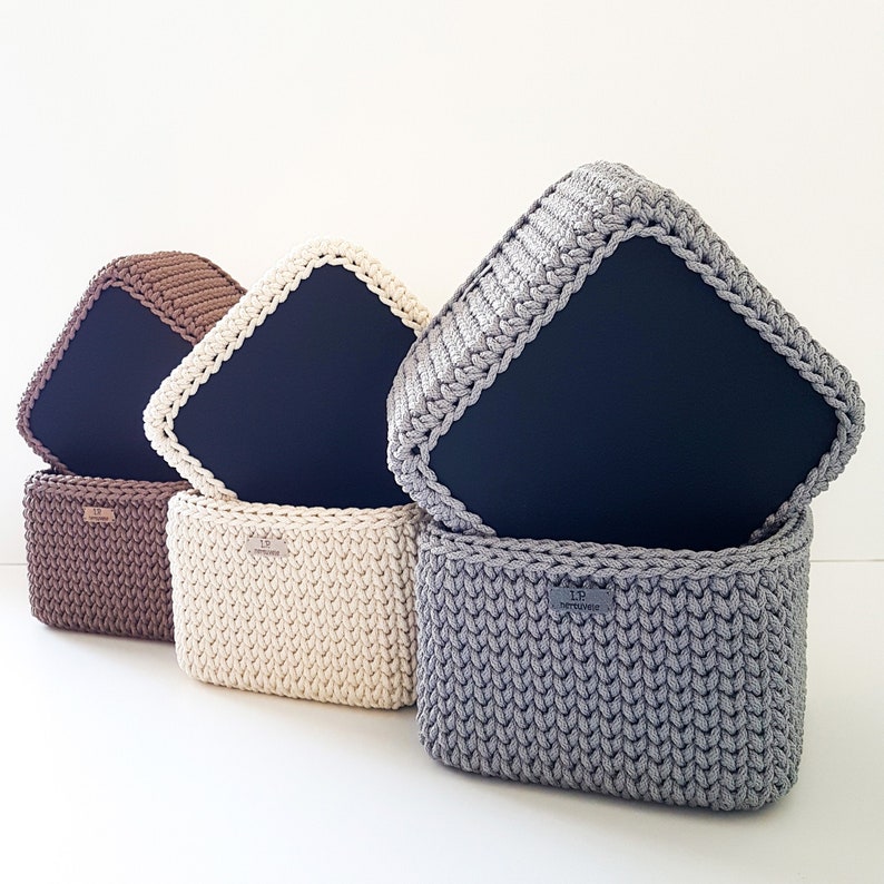 Crochet basket for shelves Square storage box Home storage | Etsy