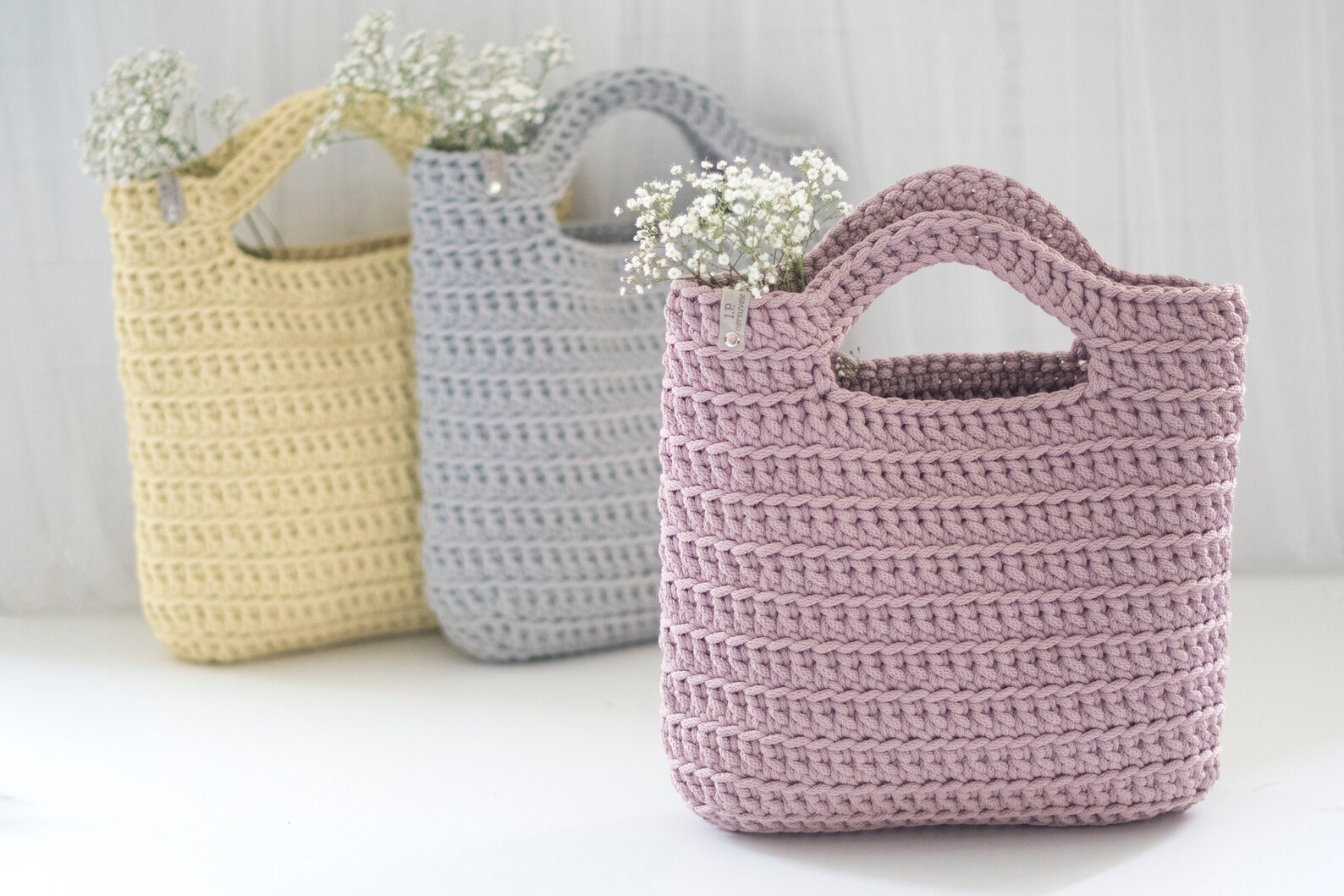 Pastel Tote Bag Rope Handle Bag Summer Crochet Bag - Etsy