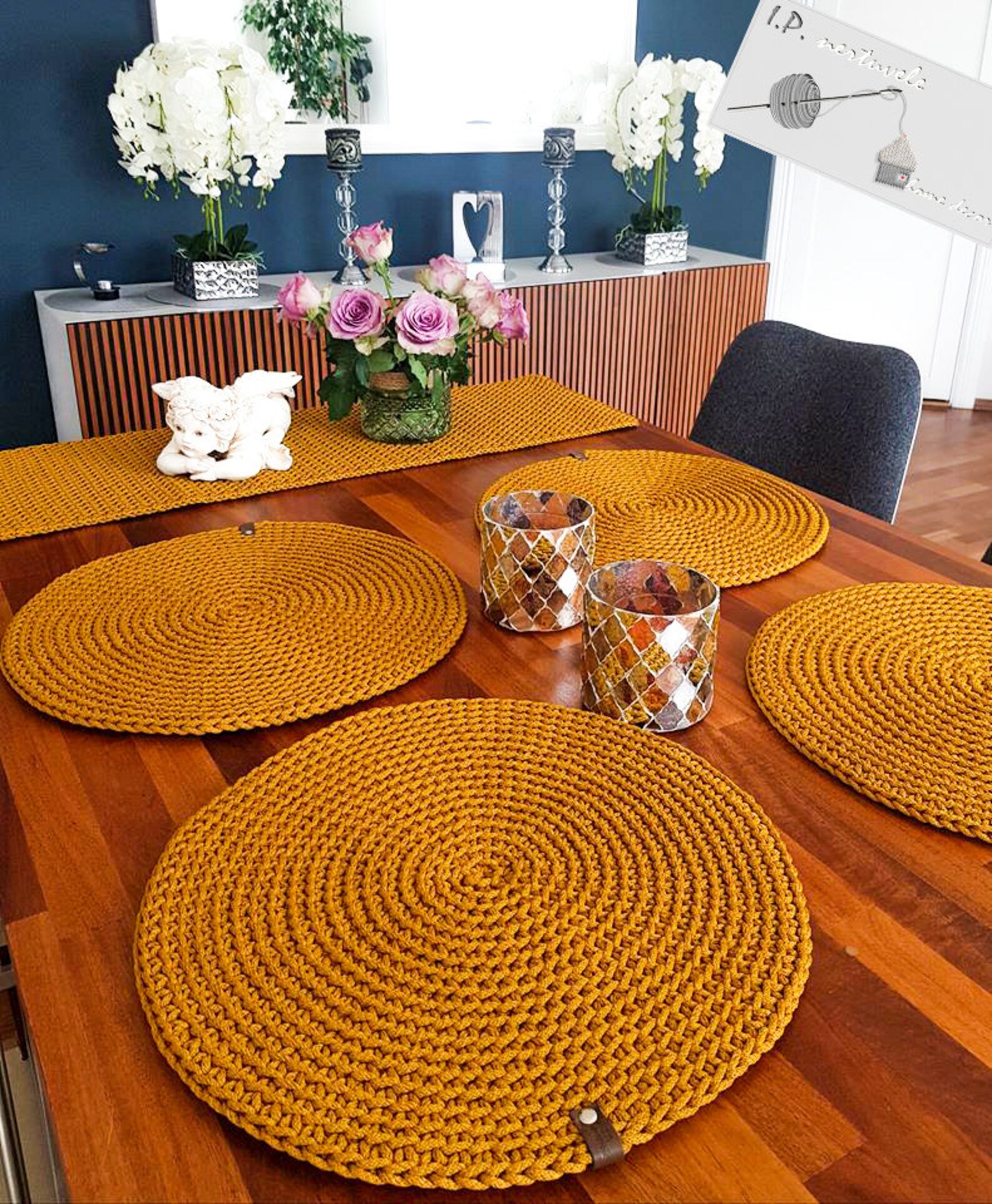 Round Dinner Table Mats Rustic Dining Room Decor Crochet | Etsy