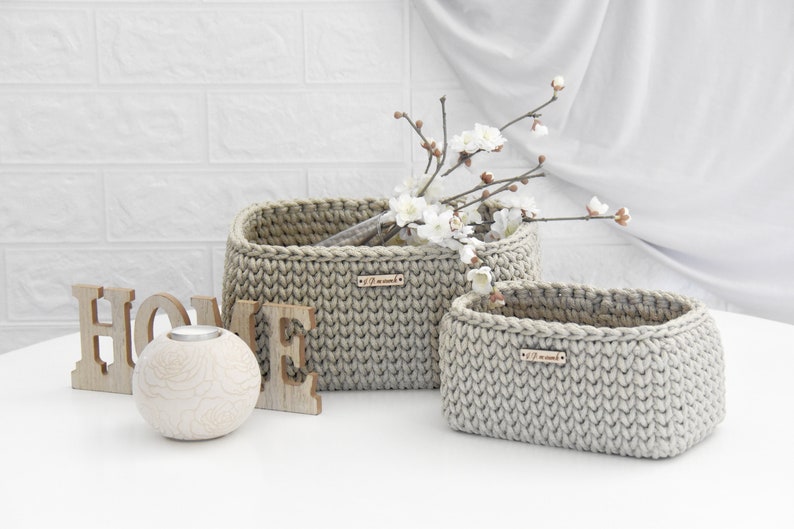 Storage Rectangular Basket Crochet Natural Color Basket Rope - Etsy