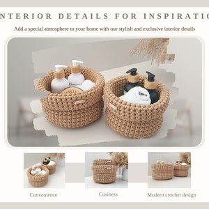 Set of 2 Crochet Baskets in Different Sizes - Ideal Desk Organizer Set ...