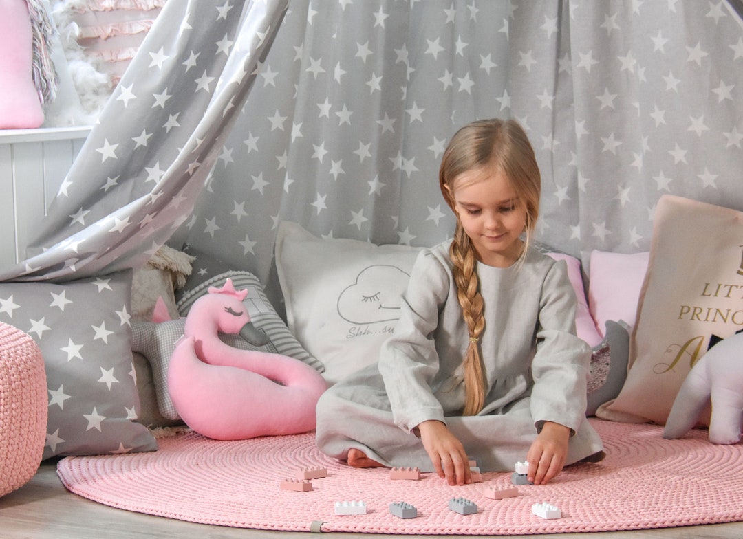 Crochet Nursery Rug / Baby Pink Round Floor Rug / Scandinavian Kids ...