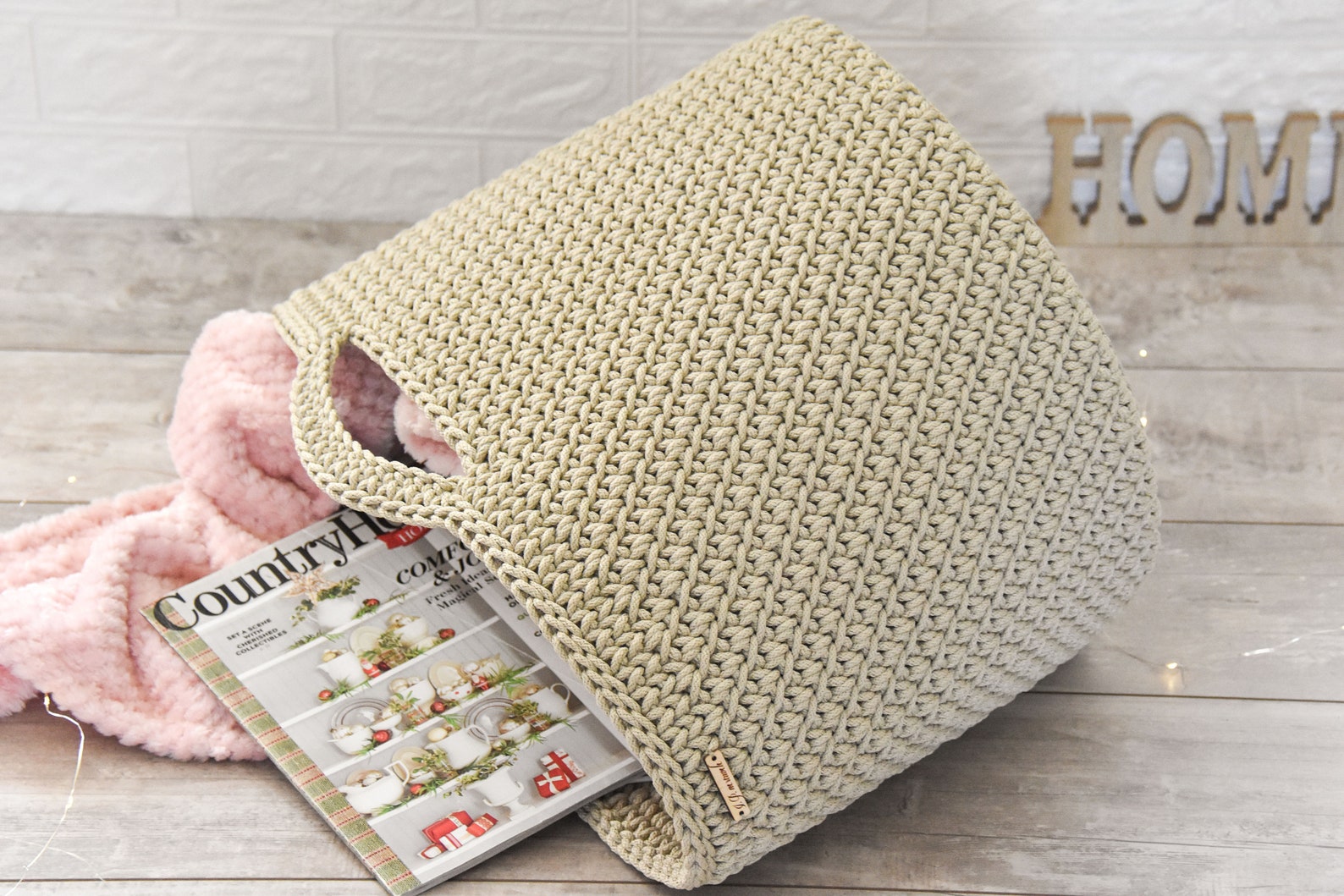 Big Ecru Basket Knit Laundry Hamper Modern Basket Crochet - Etsy