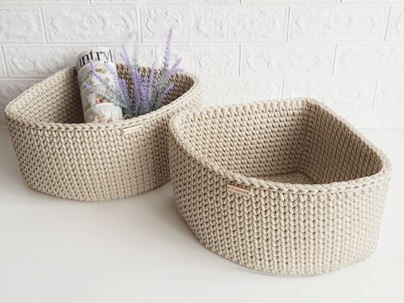Triangle Corner Shelves Basket Natural Color Rope Baskets - Etsy