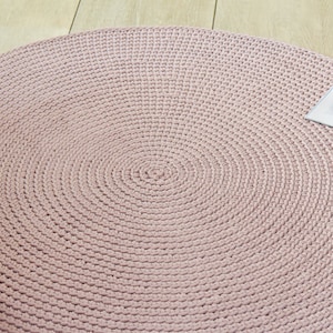 Crochet Modern Dusty Rose Rug/ Nursery Room Rugs/ Area Carpet Round - Etsy