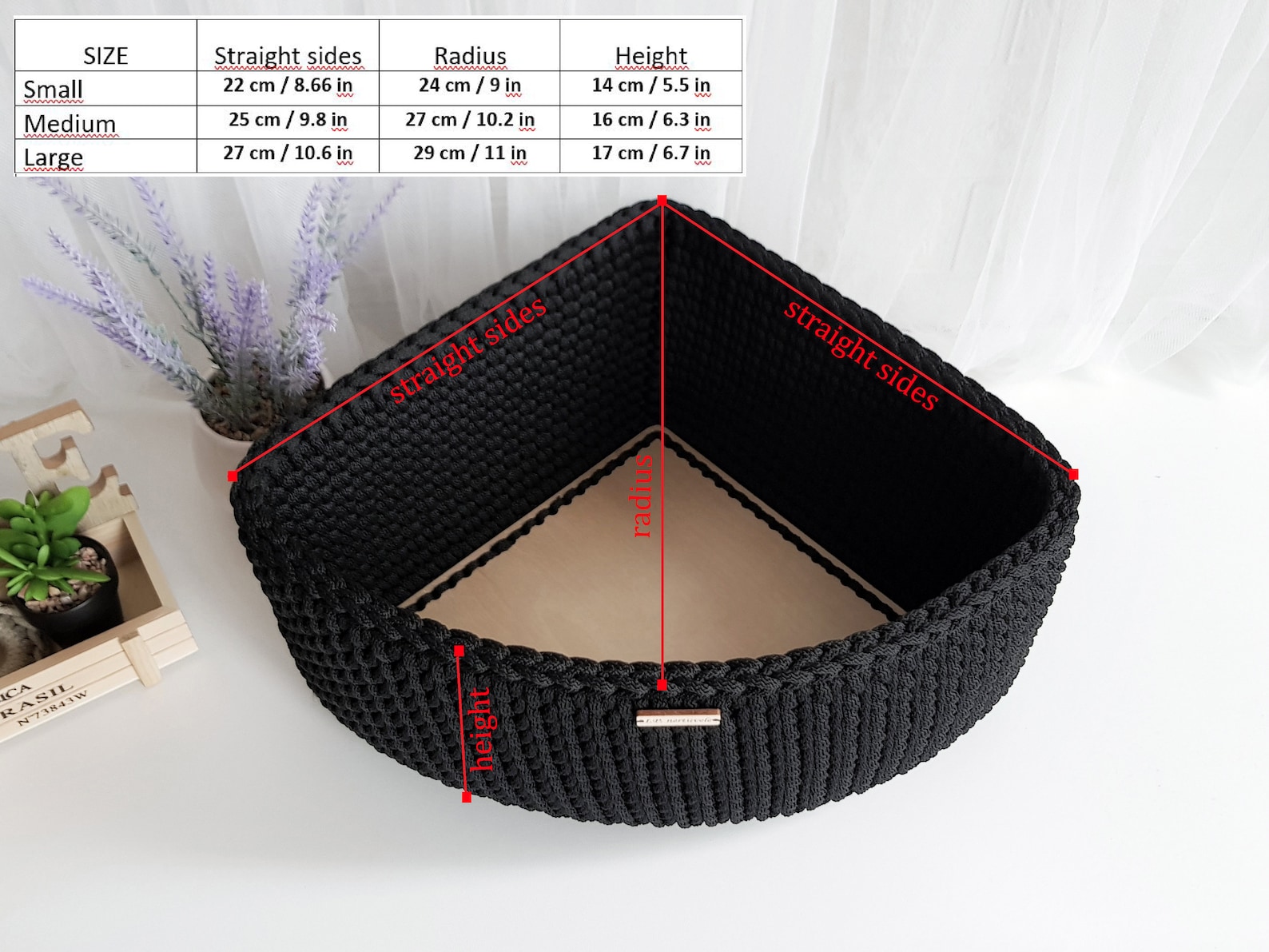 Handwoven Triangle Corner Shelf Basket With Wooden Bottom - Bathroom ...