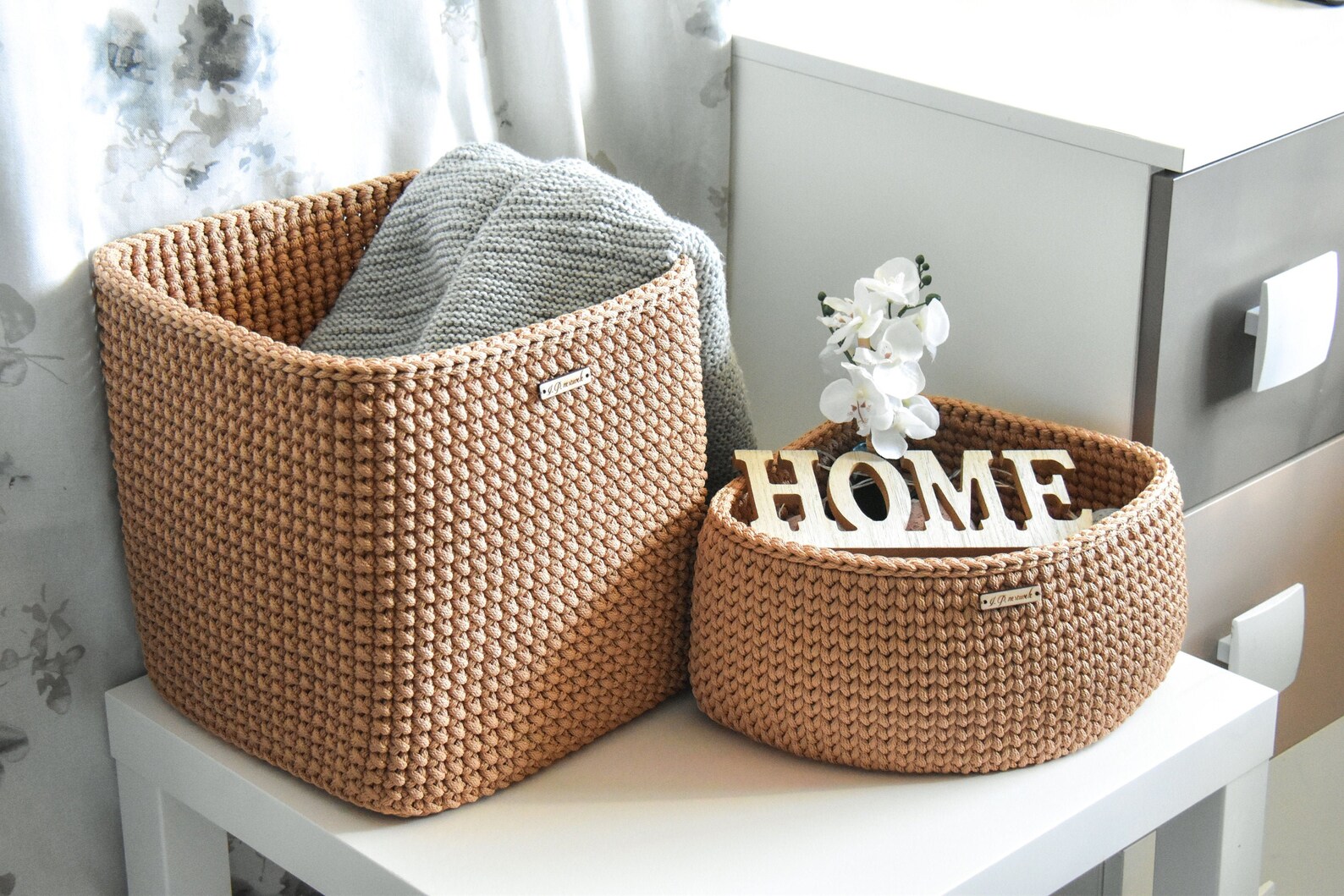Corner storage Triangle storage basket Beige basket rope | Etsy