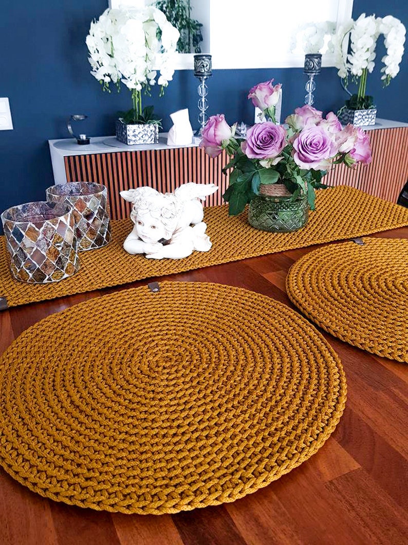 Round Dinner Table Mats Rustic Dining Room Decor Crochet - Etsy