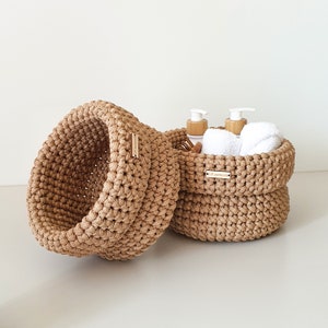 Set of 2 Crochet Baskets in Different Sizes - Ideal Desk Organizer Set ...
