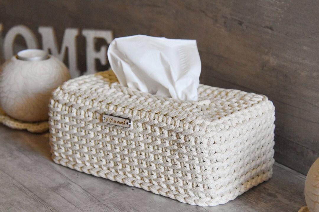 Napkins Holder, Crochet Tissue Box Cover, Cream Basket Cover - Etsy