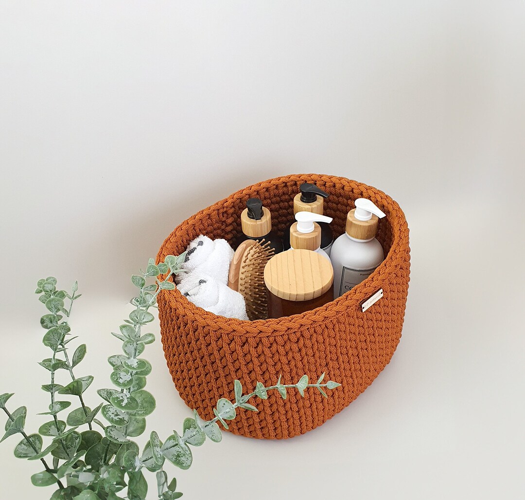 Crochet Soft Oval Basket for Teenage Cosmetics or Children's Toys ...
