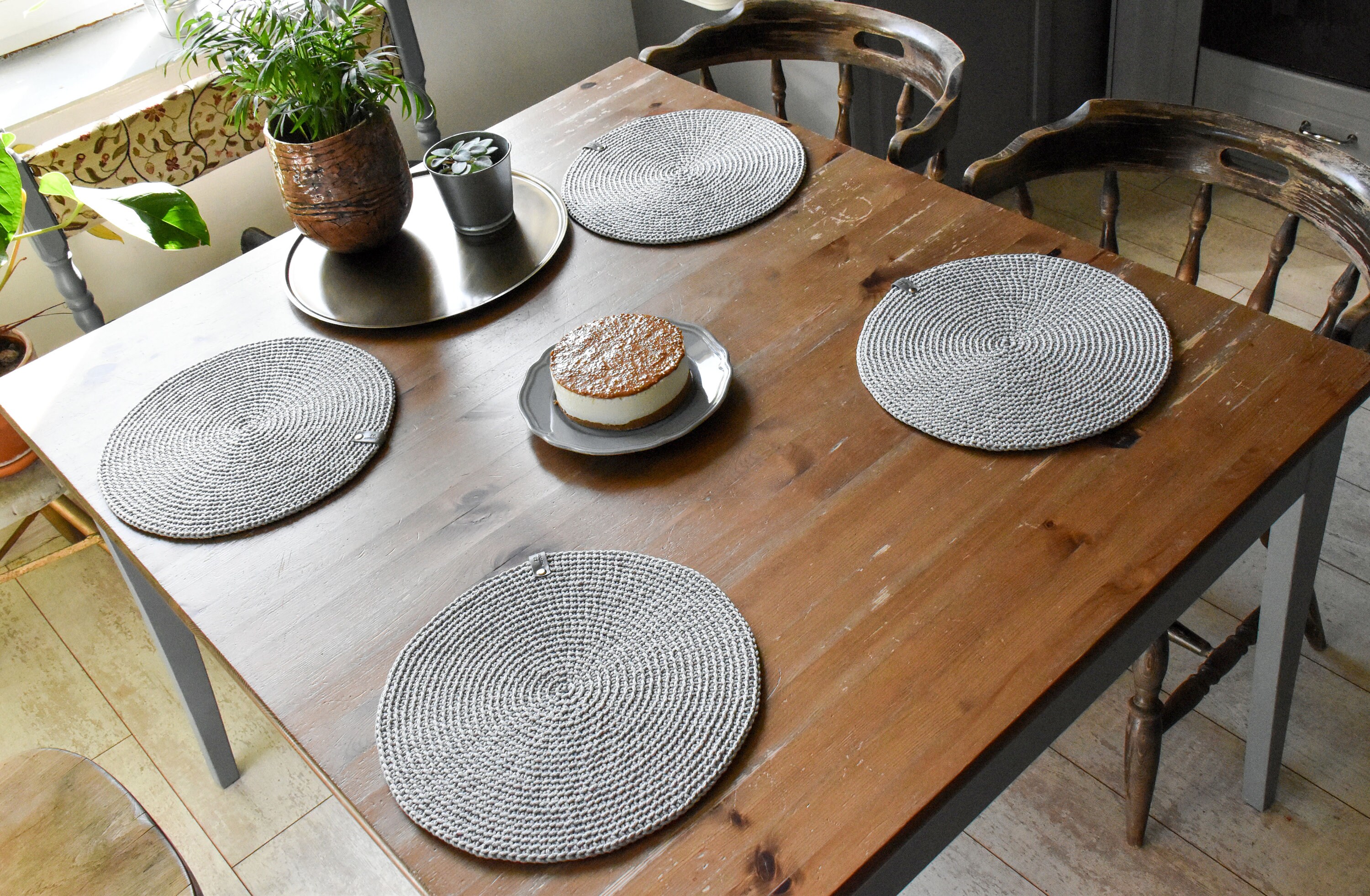 Crochet round rustic table mats set Christmas place mats | Etsy
