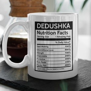 Dedushka Mug Russian Grandpa Gift Nutrition Facts, Grandfather Mug ...