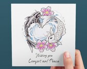 SYMPATHY CARD MOTHER Koi Fish Watercolor Art Loss of Grandpa | Etsy