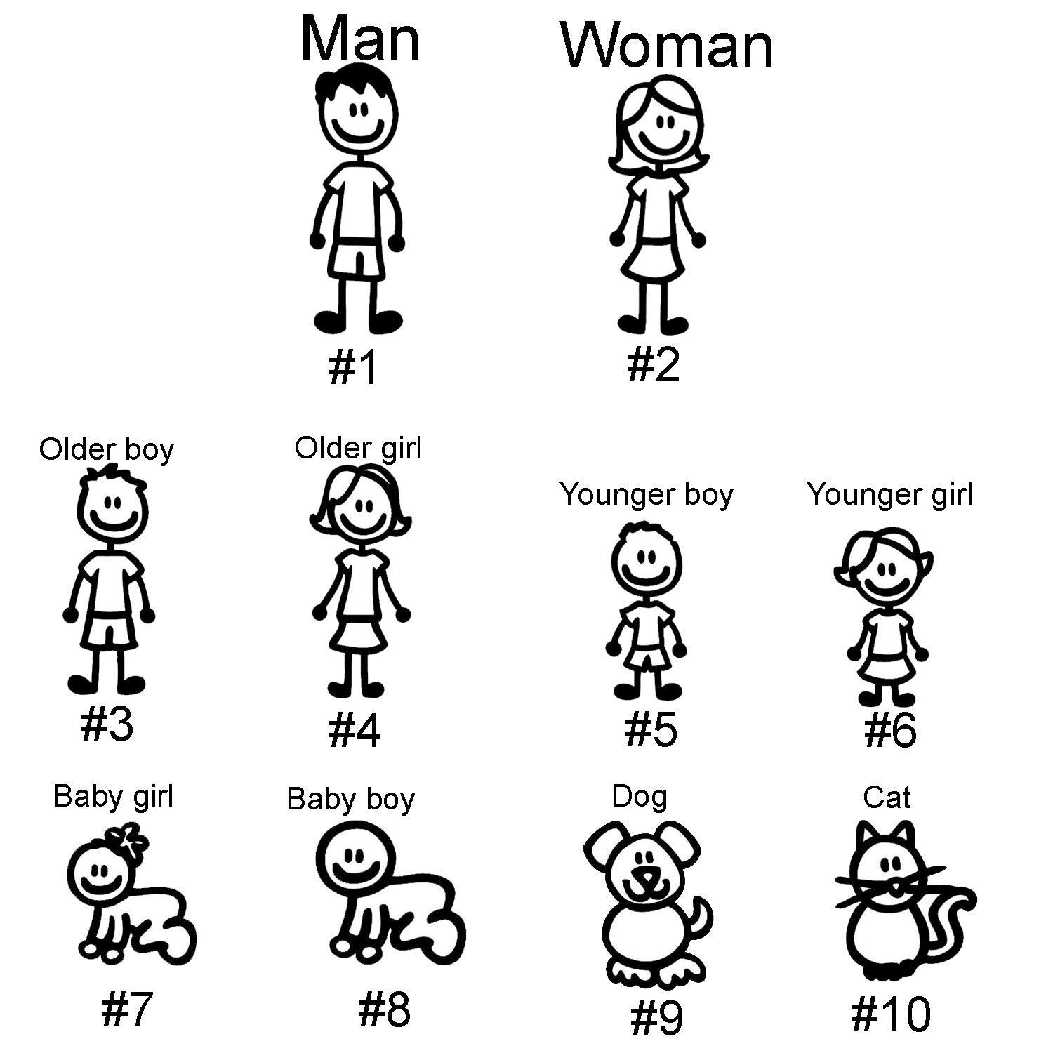 Stick Figure Family Of 6 All Boys