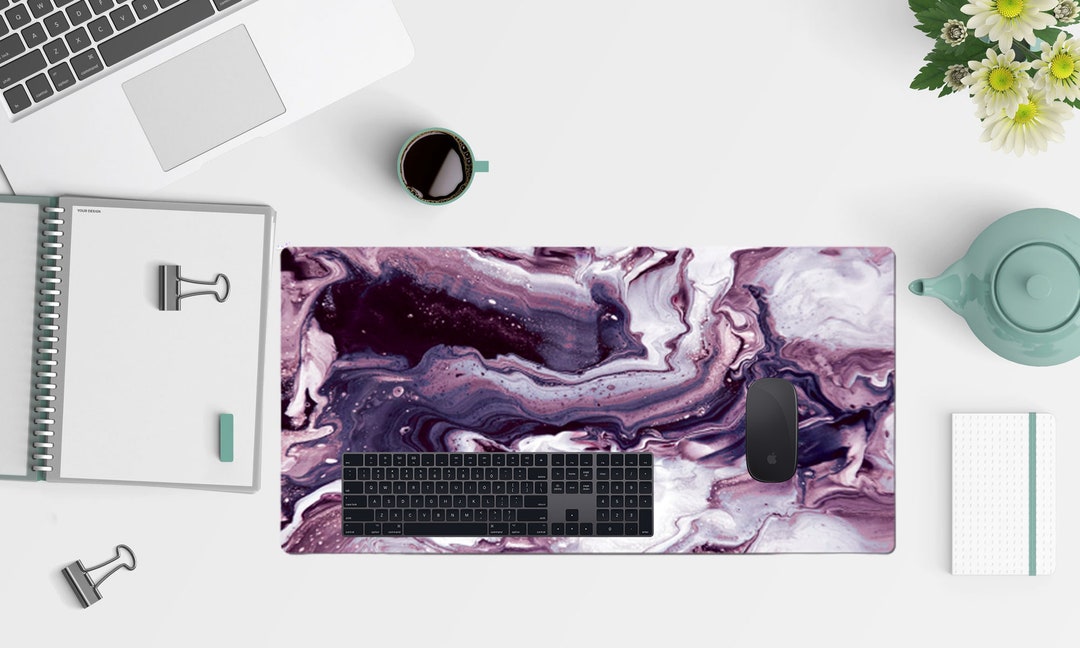 Purple Mouse Pad Purple Marble Mouse Pad, Large Desk Mat Gaming Mouse ...