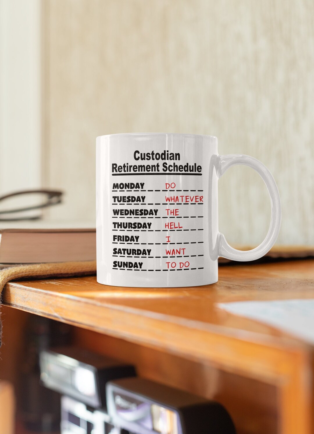 Custodian Appreciation Gift Retirement Schedule Janitor Mug, Janitor ...