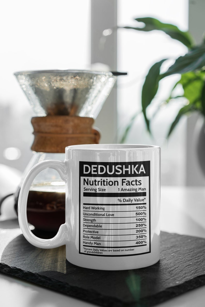Dedushka Mug Russian Grandpa Gift Nutrition Facts, Grandfather Mug ...