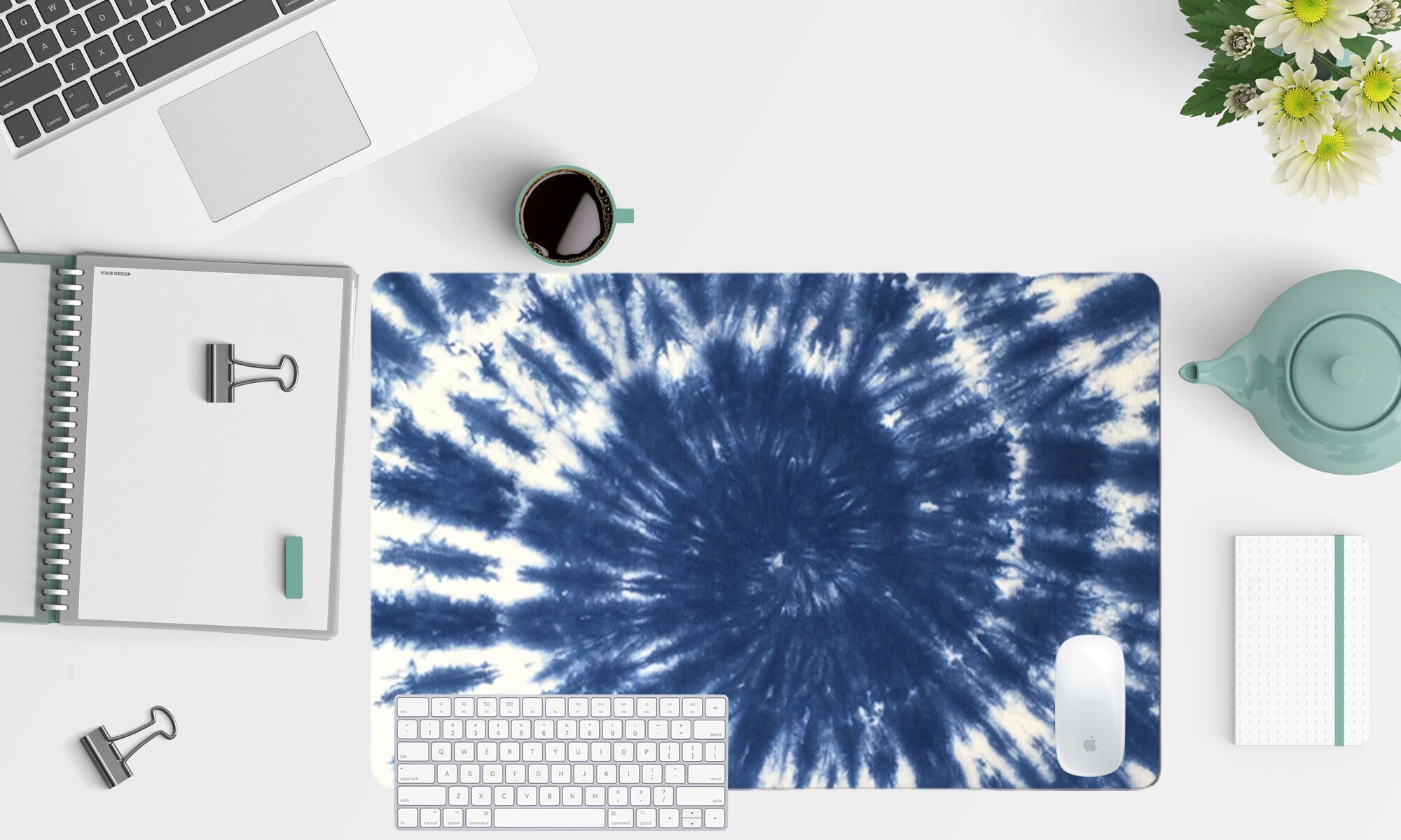 INDIGO TYE DYE blue mouse pad tie dye large desk mat gaming | Etsy