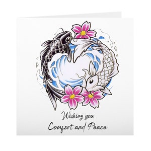Sympathy Card Mother Koi Fish Watercolor Art, Loss of Grandpa Grandma ...