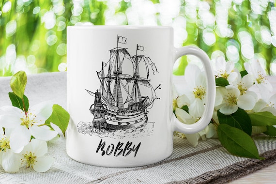Captains Ship Mug Pirate Ship Custom Name Mug Personalized - Etsy