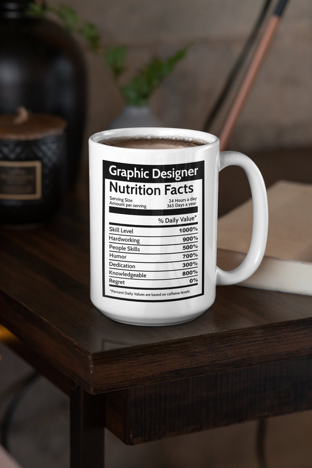 Graphic Designer Gifts Nutrition Facts Mug, Graphic Artist New Job Gift ...