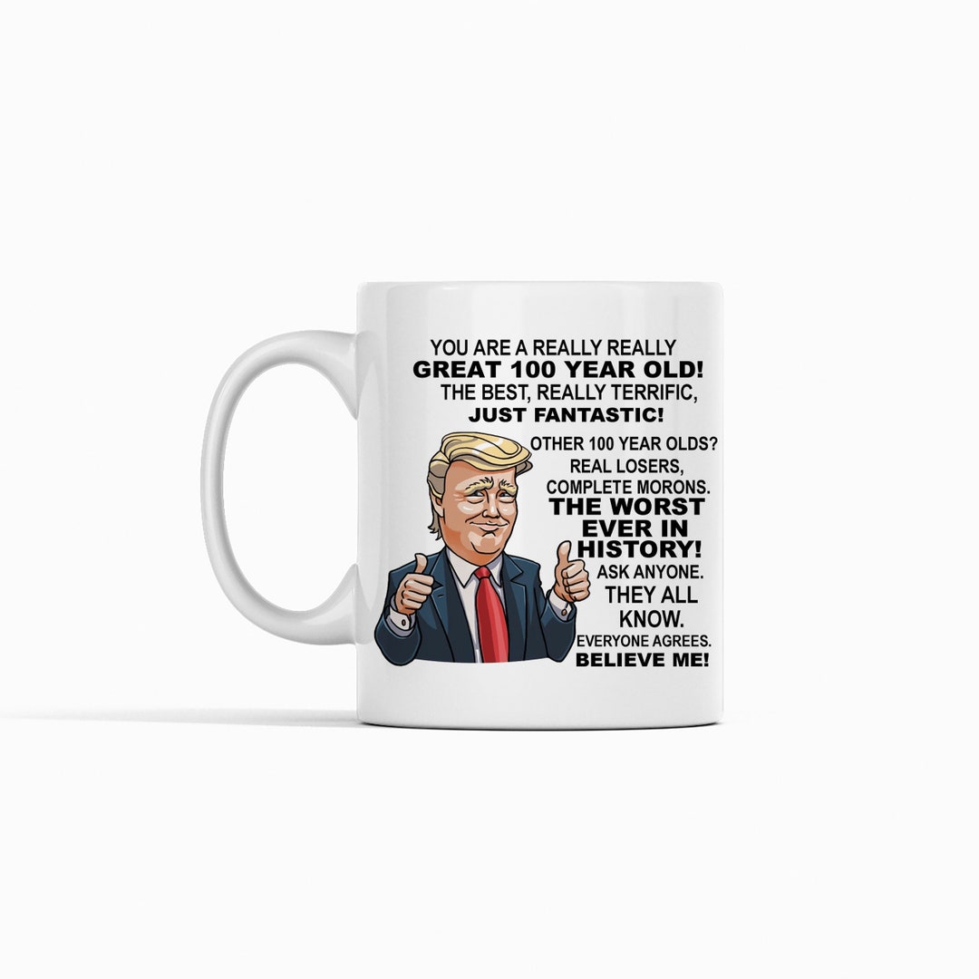 100th Birthday Gift Donald Trump Birthday Mug, President Trump Thumbs ...