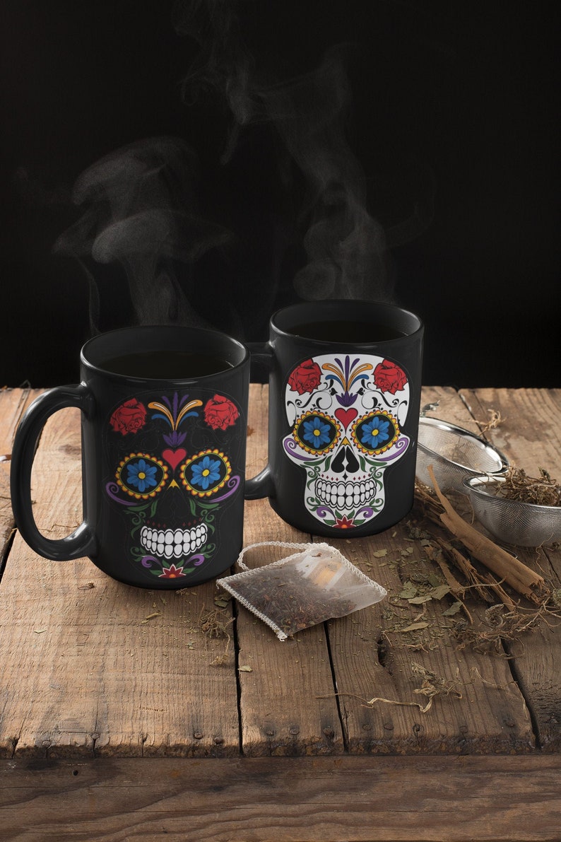 DIA DE LOS muertos day of the dead mug sugar skull mug | Etsy