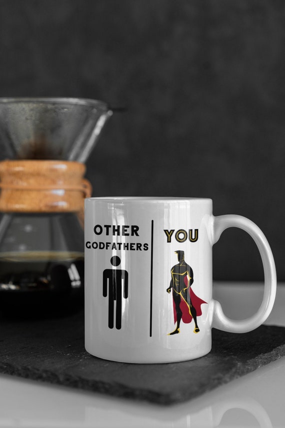 GODFATHER MUG GOD Father Gift Hero Coffee Mug Fathers Day | Etsy