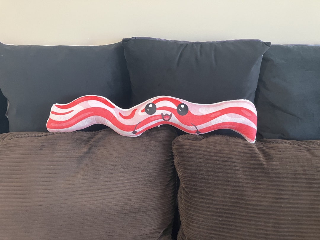 Cute Bacon Plushie Kawaii Pillow, Foodie Gift Throw Pillow Food Plush ...