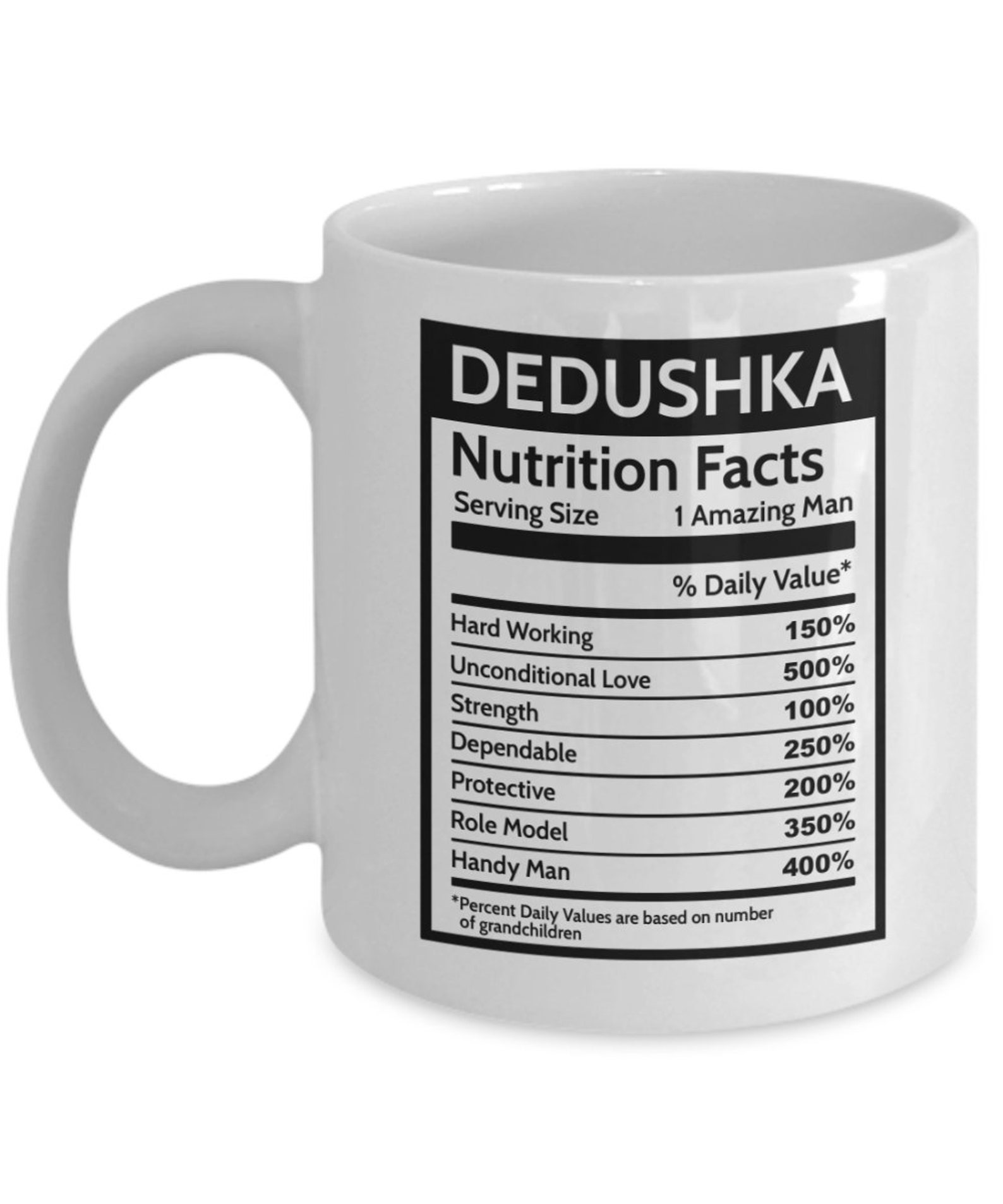 Dedushka Mug Russian Grandpa Gift Nutrition Facts, Grandfather Mug ...