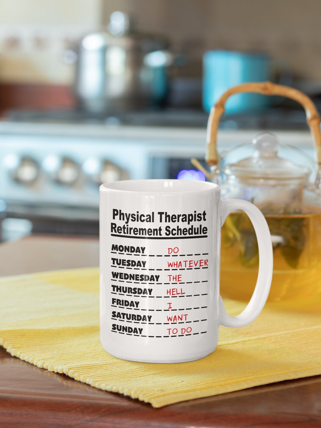 Physical Therapist Retirement Schedule Mug, Funny Farewell Coworker ...