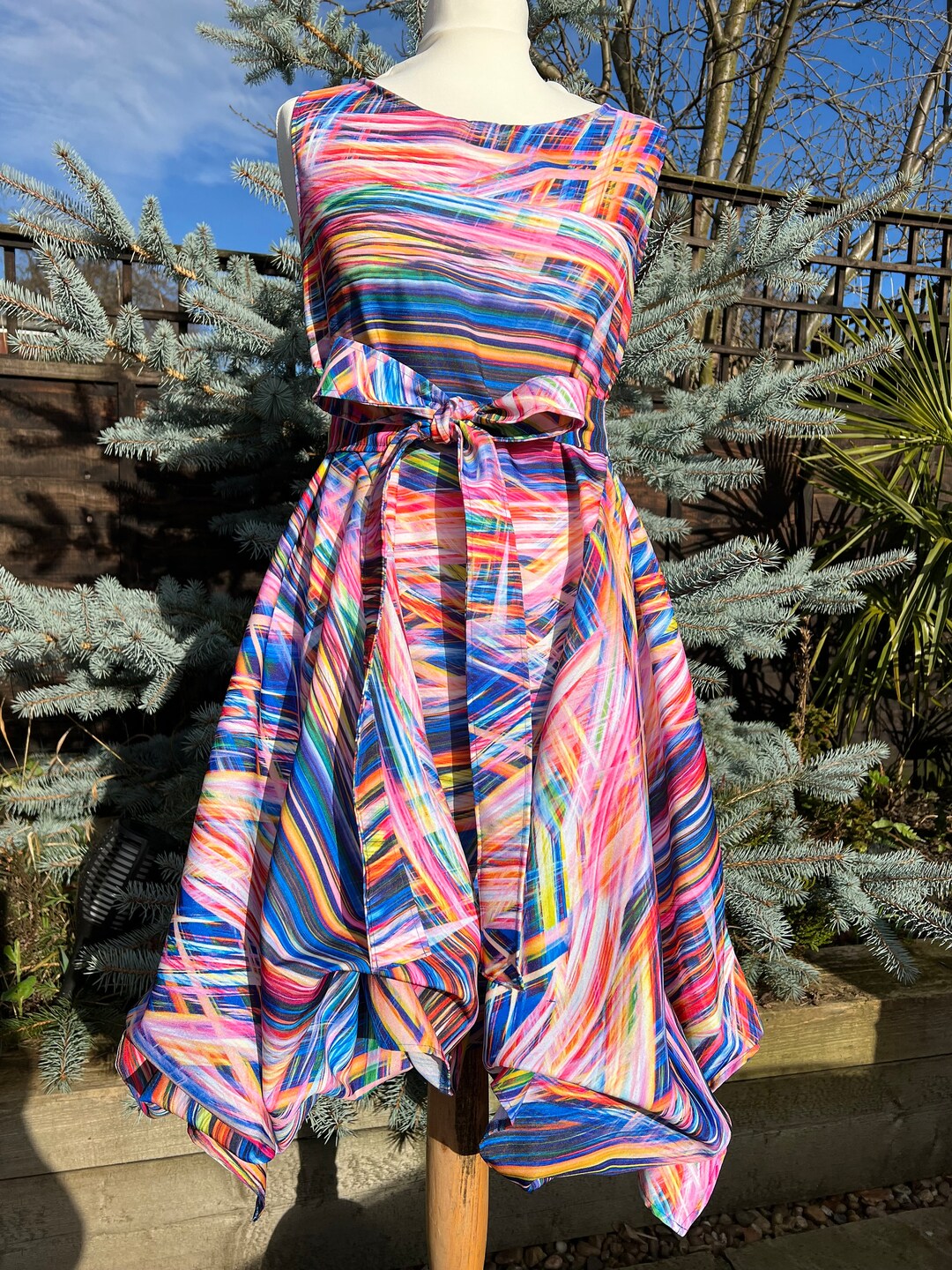 Handmade Vivid Colour Splash Print Ruched Dress - Etsy