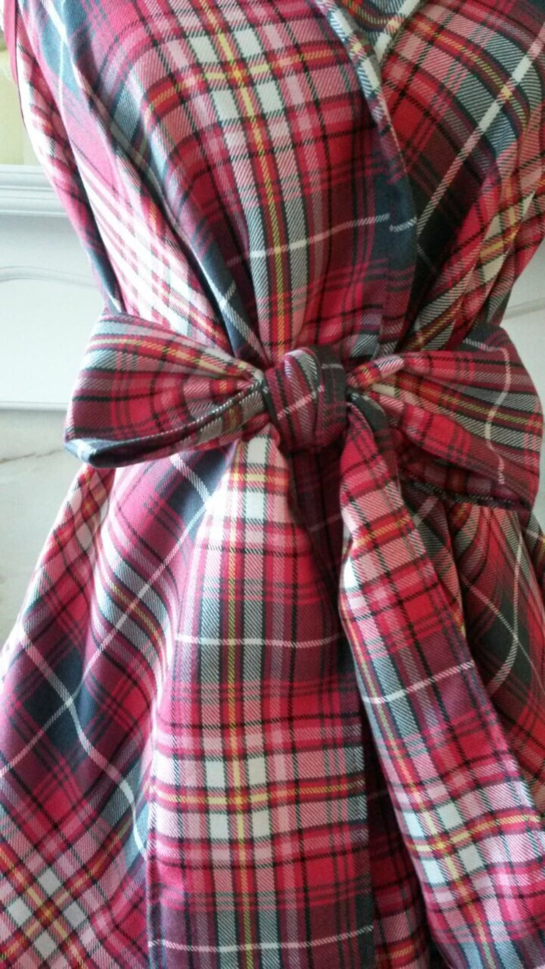 Handmade Raspberry Pink and Grey Tartan Dress, Wrapped and Ruched - Etsy UK