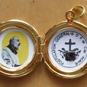 Padre Pio Relic Locket With Free Photo Holy Prayer Card - Etsy