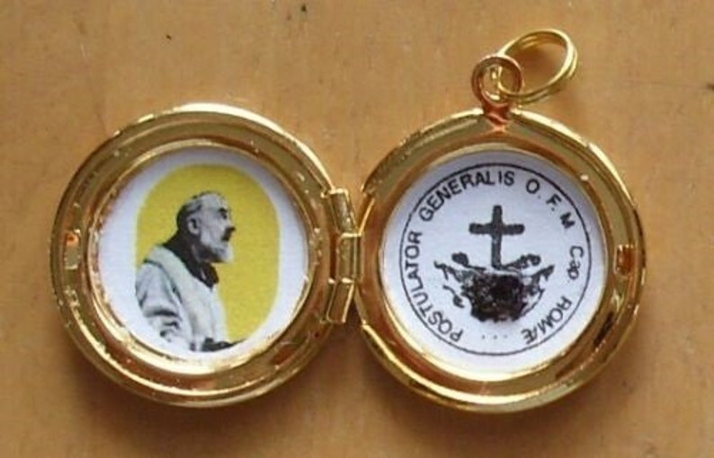 Padre Pio Relic Locket With Free Photo Holy Prayer Card - Etsy