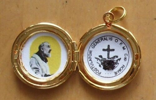 Padre Pio Relic Locket With Free Photo Holy Prayer Card - Etsy