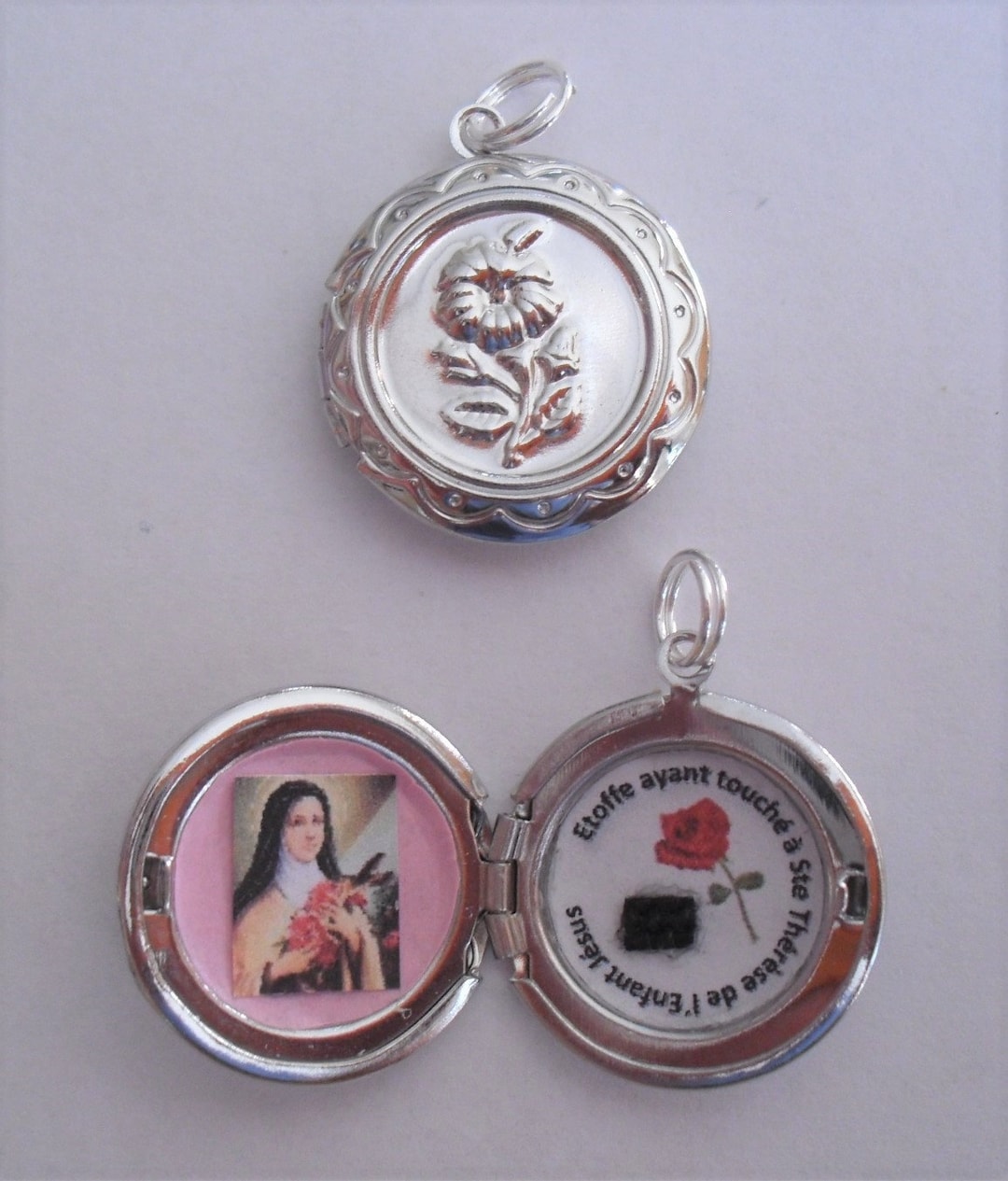 St Therese "little Flower" Relic Locket: Silver-toned, Handmade - Etsy