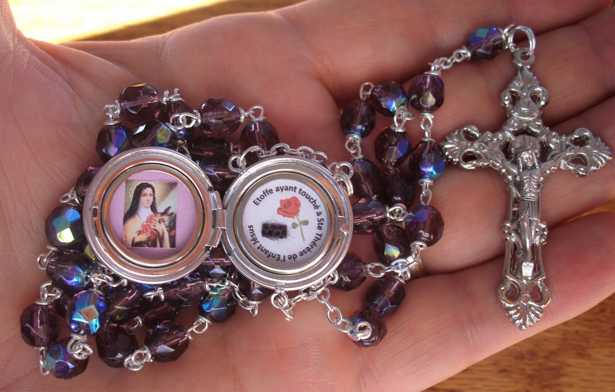 St Therese Relic Locket Rosary VERY UNIQUE & BEAUTIFUL - Etsy