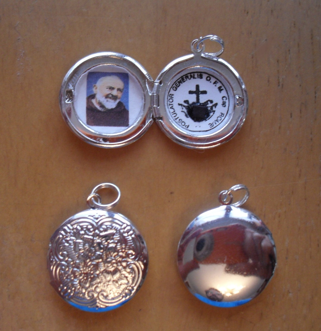 St Padre Pio Relic Locket With Holy Card - Etsy