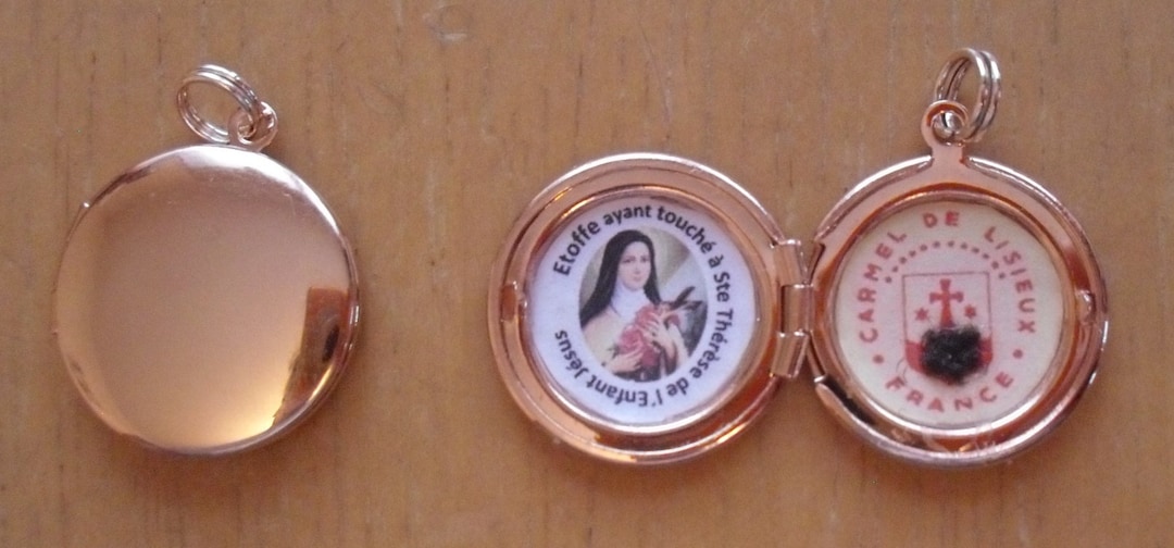 St Therese Relic Locket – Rose Gold Religious Keepsake - Etsy