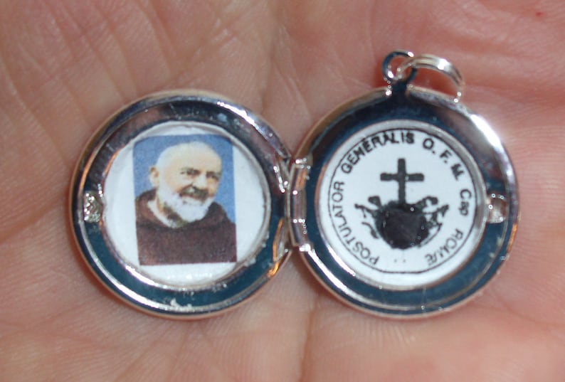 St Padre Pio Relic Locket With Holy Card - Etsy