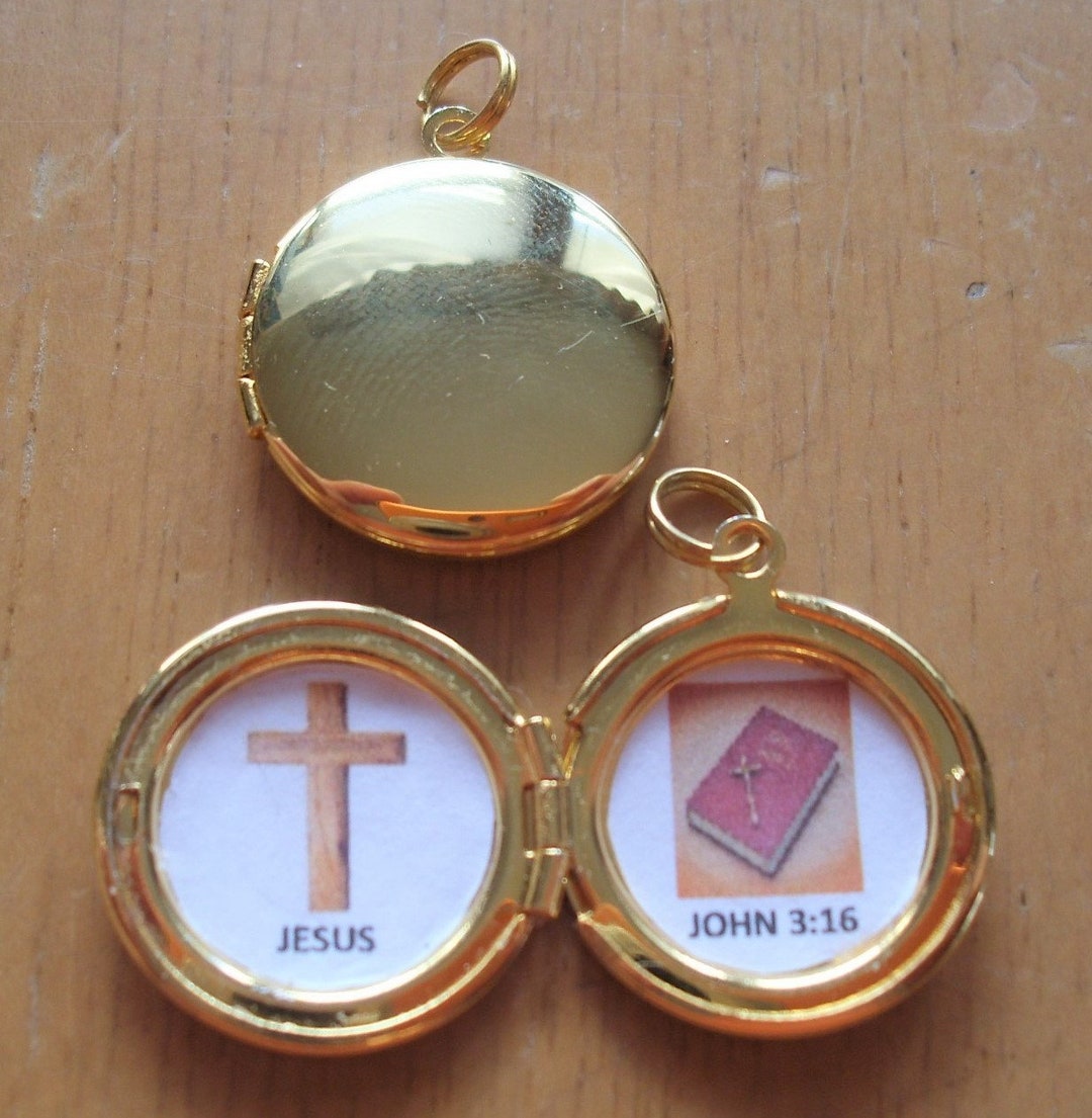 Jesus Cross With Bible John 3:16 Locket - Etsy